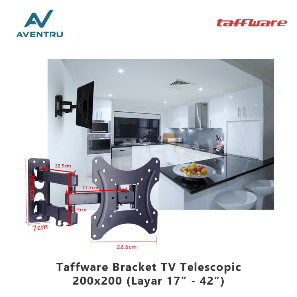 Jual Bracket Braket Breket LED TV Telescopic Wall Mount Taffware 32" 43 ...