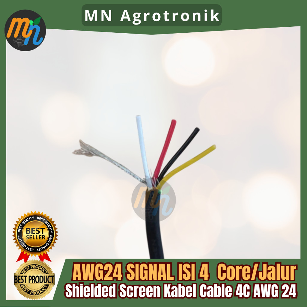 Jual AWG24 Signal Isi 4 Core Jalur Shielded Screen Kabel 4C PER METER ...