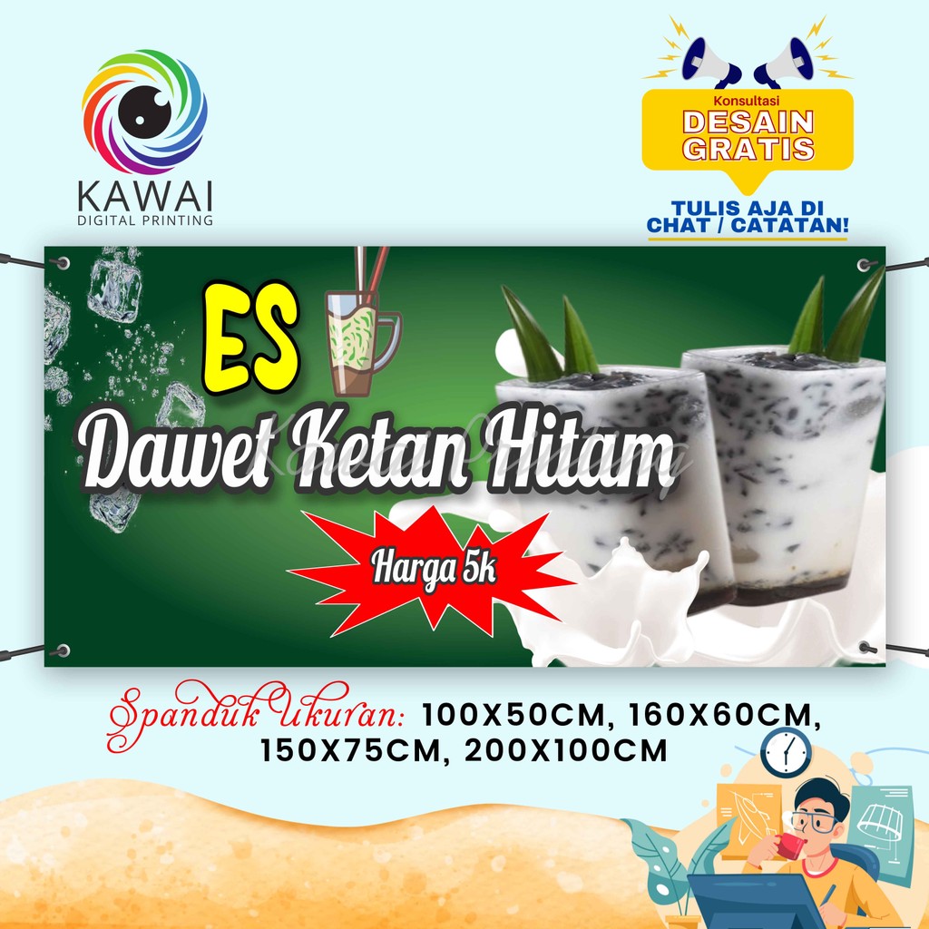 Jual Spanduk Banner MMT Es Dawet Ketan Hitam Rekuest 200x100 Cm ...