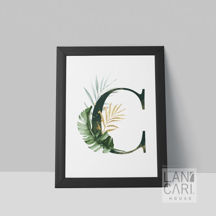 Jual Inisial Frame C Dekorasi Nama Hadiah Name Sign Monstera Frame ...