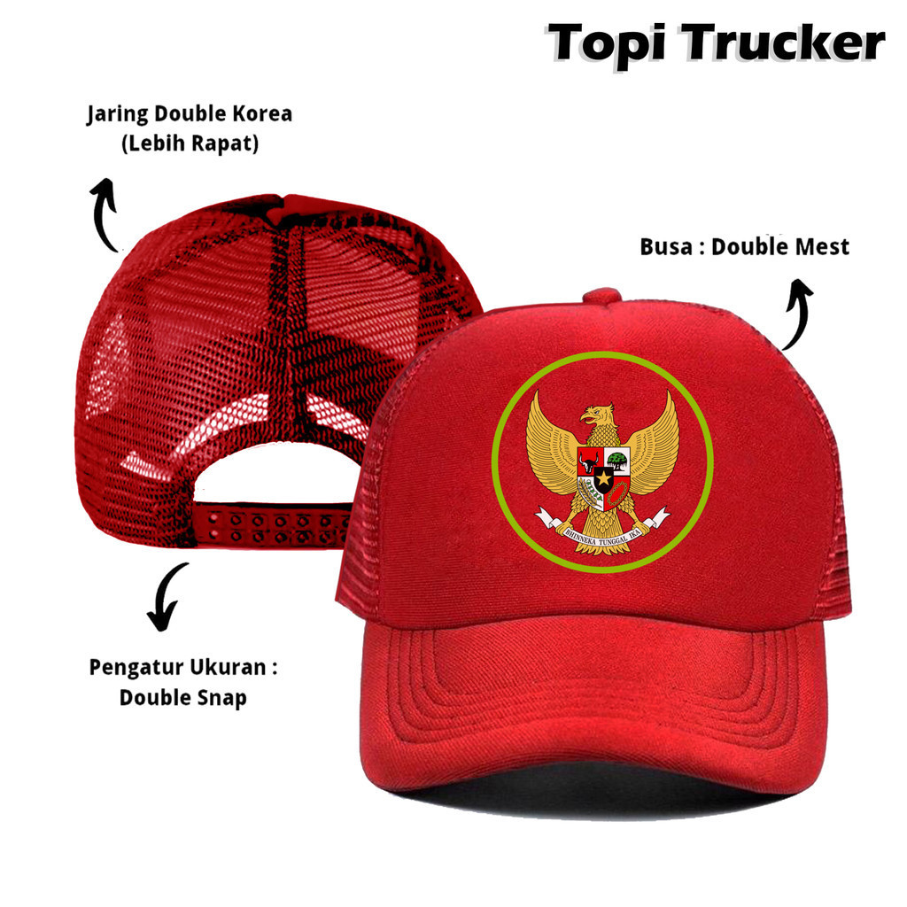 Jual EXD - Topi Trucker Jaring Sablon Logo Garuda Bulat Indonesia HUT ...