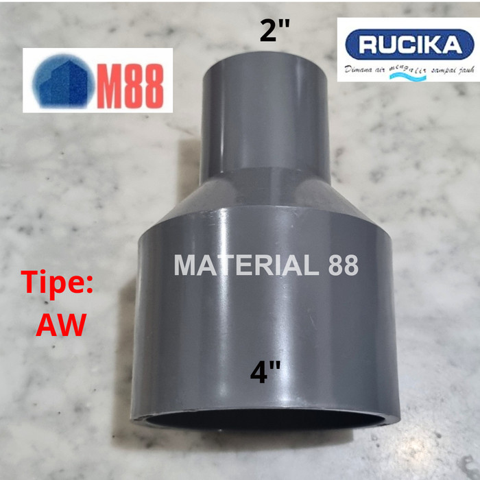Jual Vlok Sok 4 x 2 inch RUCIKA AW Reducer Increaser 4x2 Pipa PVC | Shopee Indonesia