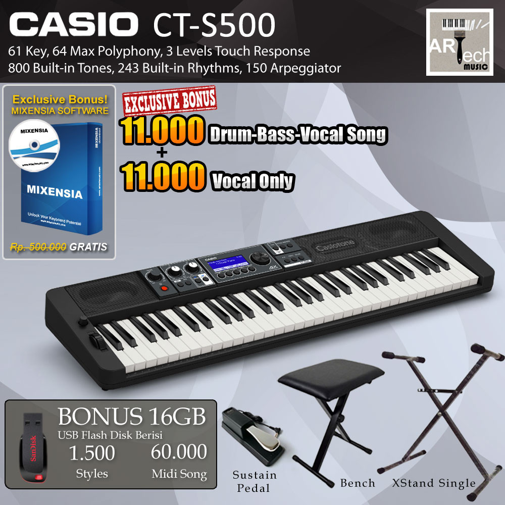 Jual Keyboard Casio CTS500 / CT S500 / CTS 500 Garansi Resmi | Shopee ...