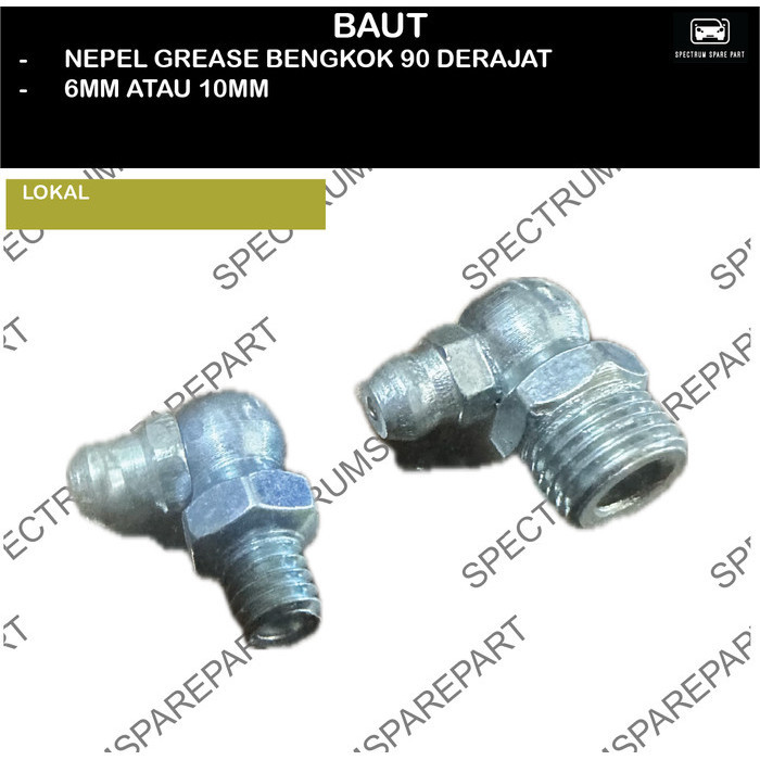 Jual BAUT NEPEL GREASE / NEPEL GEMUK 6MM 10MM 90 DERAJAT BENGKOK ...