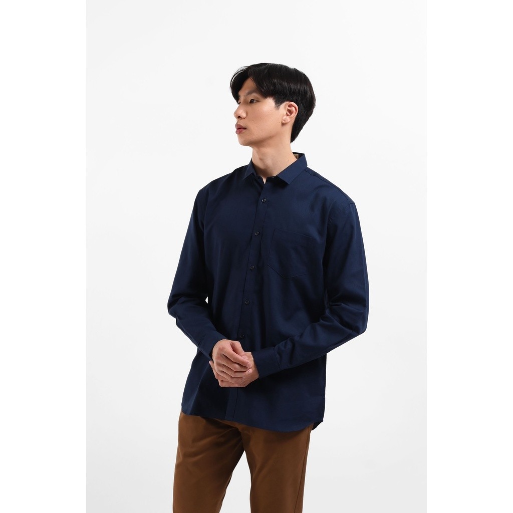 Jual MANZONE Kemeja Lengan Panjang Pria THEO 04-NAVY | Shopee Indonesia