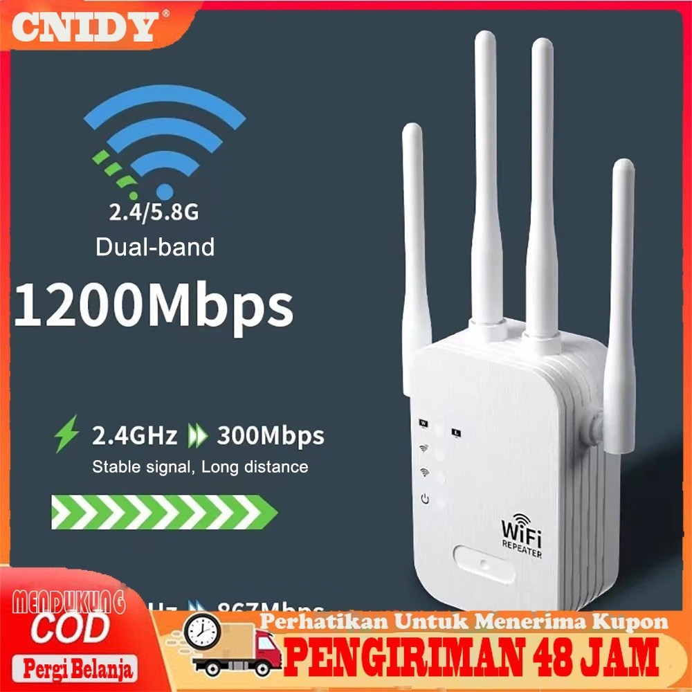 Jual 【COD】WIFI Repeater 300M Wireless Penguat Sinyal 5G Amplifier Signal Booster 4 Antenna Wifi ...