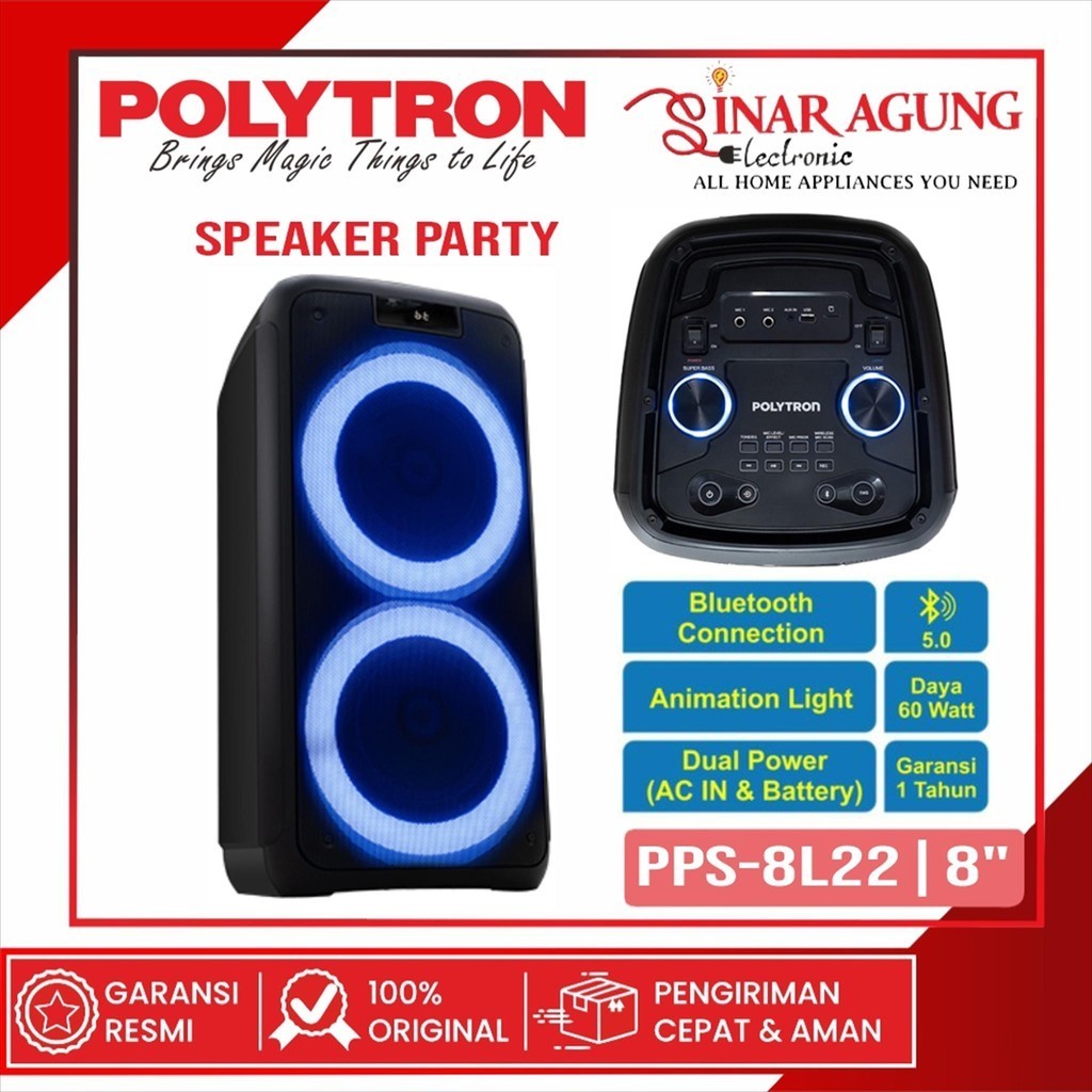 Jual POLYTRON PPS-8L22 | PPS8L22 SPEAKER PARTY BLUETOOTH GARANSI RESMI ...