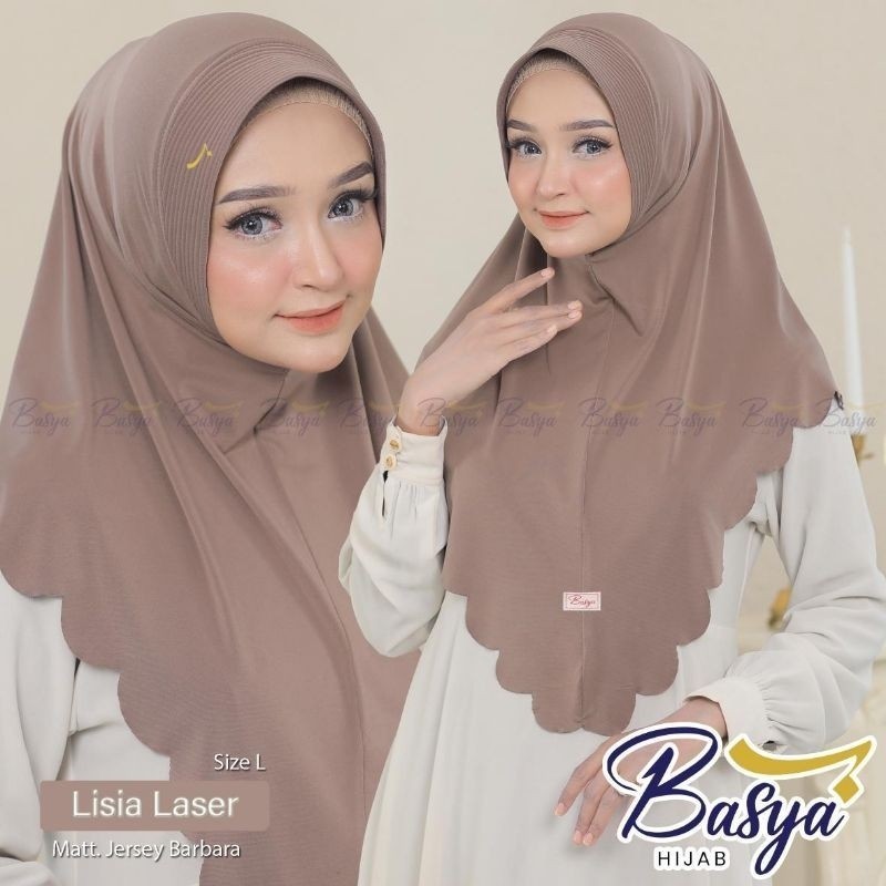 Jual (BASYA) LISIA L LASER •hijab instan pet polos•bergo hamidah•jilbab ...