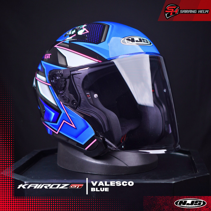 Jual NJS Kairoz GT Valesco Black/Blue (FREE SPOILER GT) - Helm Half ...