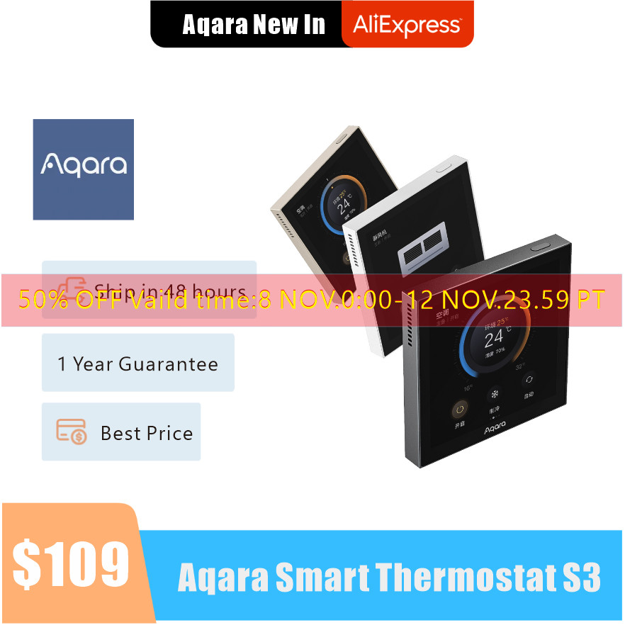 Jual Aqara S3 Zigbee Smart LED Thermostat HVAC Touch 3.95" Panel ...