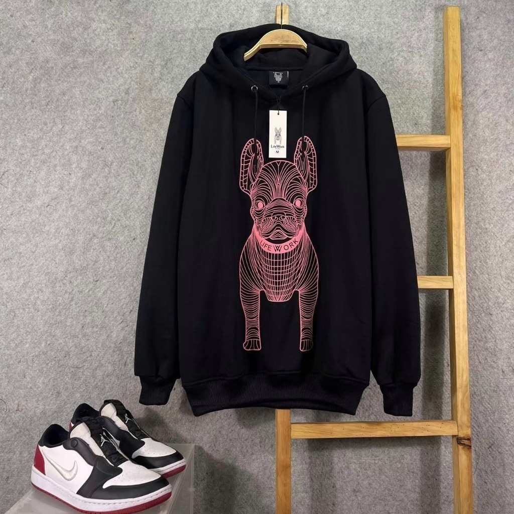 Jual JAKET SWEATER HOODIE LIFEWORK LIFE WORK BIG RADOG PINK ON BLACK ...