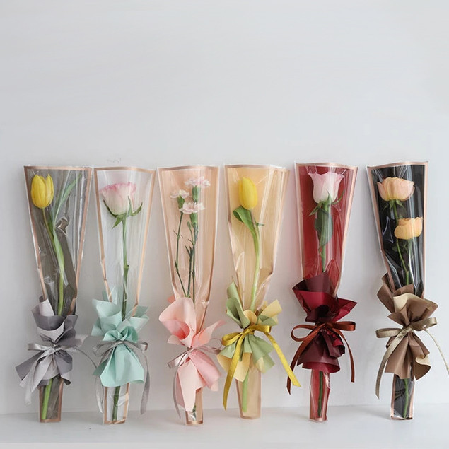 Jual Plastik Bungkus Buket Instan Kantong Bunga Mawar Bening Transparan ...