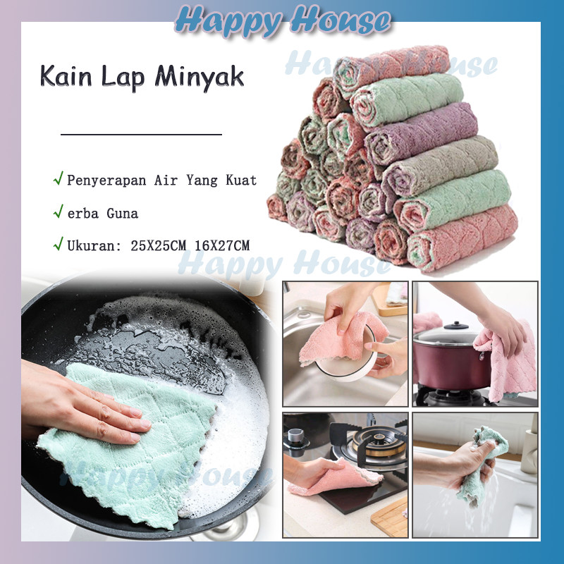 Jual Kain Lap Piring Anti Minyak Microfiber Bersih Dapur Piring Kain ...