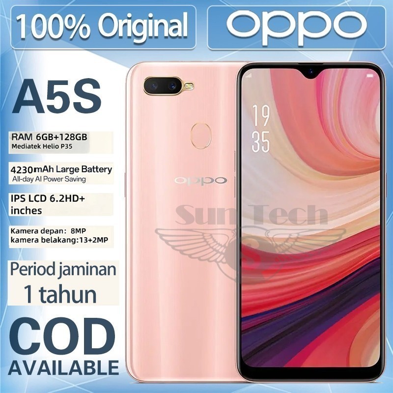 Jual HP OPPO A5S 6/128GB 4G LTE Baru Original SMARTPHONE FULLSET GARANSI 1 YEAR Pemotretan HD ...
