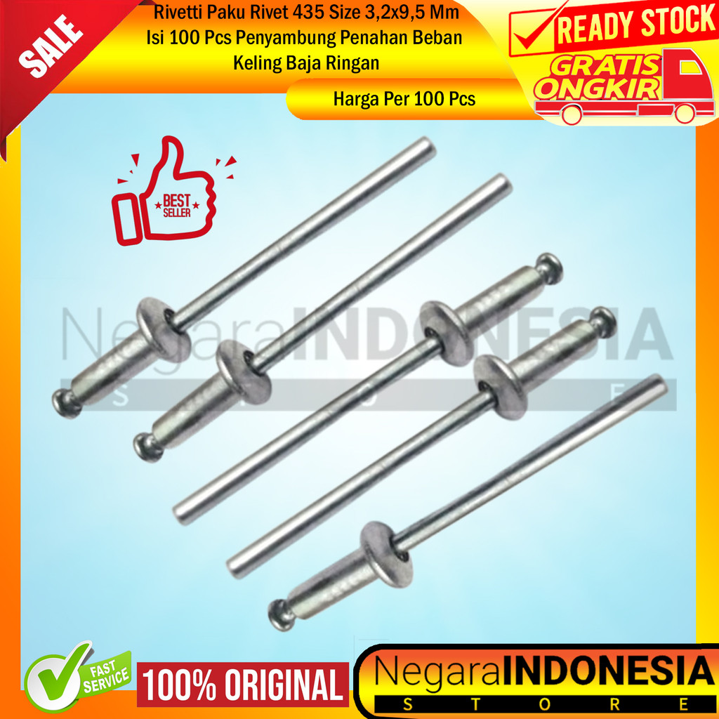 Jual Rivetti Paku Rivet 435 Size 3,2x9,5 Mm Isi 100 Pcs Penyambung ...