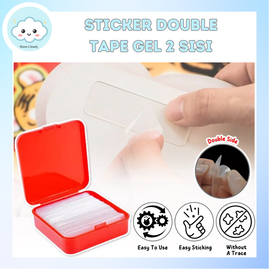 Jual Sticker Double Tape Gel 2 Sisi 1 Box Isi 60 pcs Isolasi Bening ...