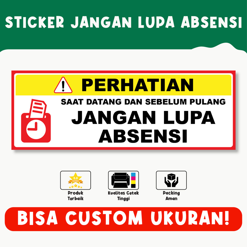 Jual Sticker Jangan Lupa Absensi – Pengingat Absensi, Bisa Custom ...