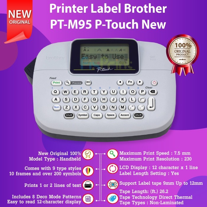 Jual Printer Brother PT-M95 Handy Label Maker Portable P-Touch New ...