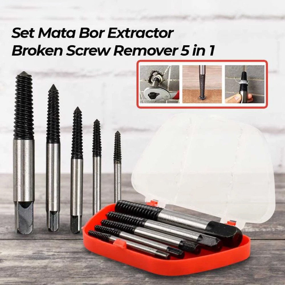Jual Mata Tap Balik Screw Extractor Set 5 Pcs / 5 In 1 Broken Remover ...
