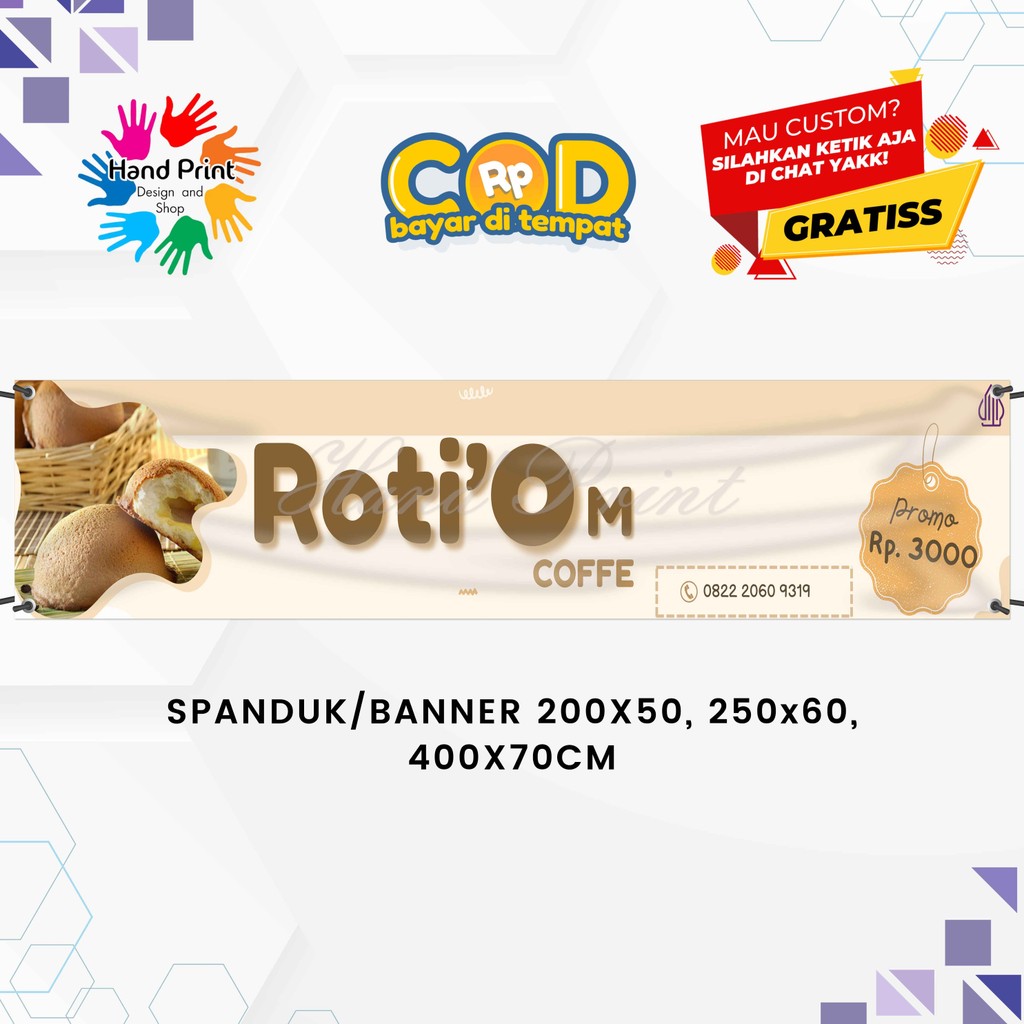 Jual Cetak Spanduk Banner Toko Roti MMT Spanduk Custom 400x70 | Shopee ...
