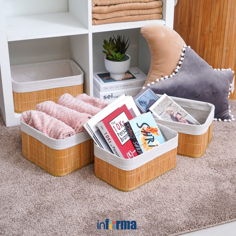 Jual Informa 35x25x15 cm Set 3 pcs Keranjang Penyimpanan Bambu Storage ...