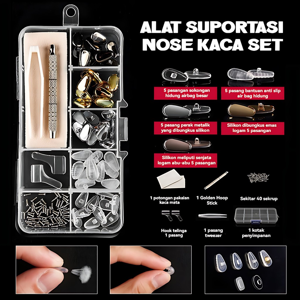 Jual 500PCS Set Reparasi Kacamata Glasses Repair Kit Perlengkapan Kacamata Baut Sekrup Mur Obeng ...