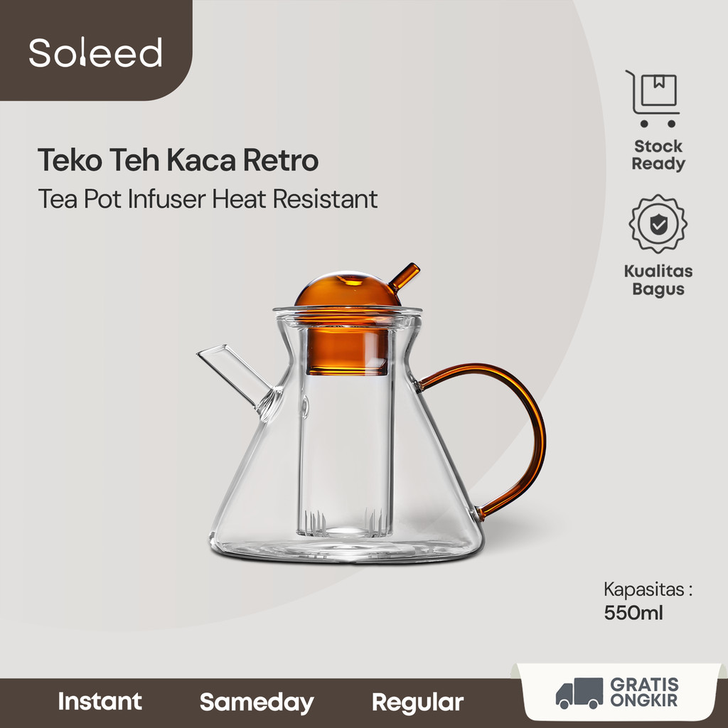 Jual Tea Pot Glass Infuser 550ml | Teko Teh Saringan Kaca Retro HS-1401 ...