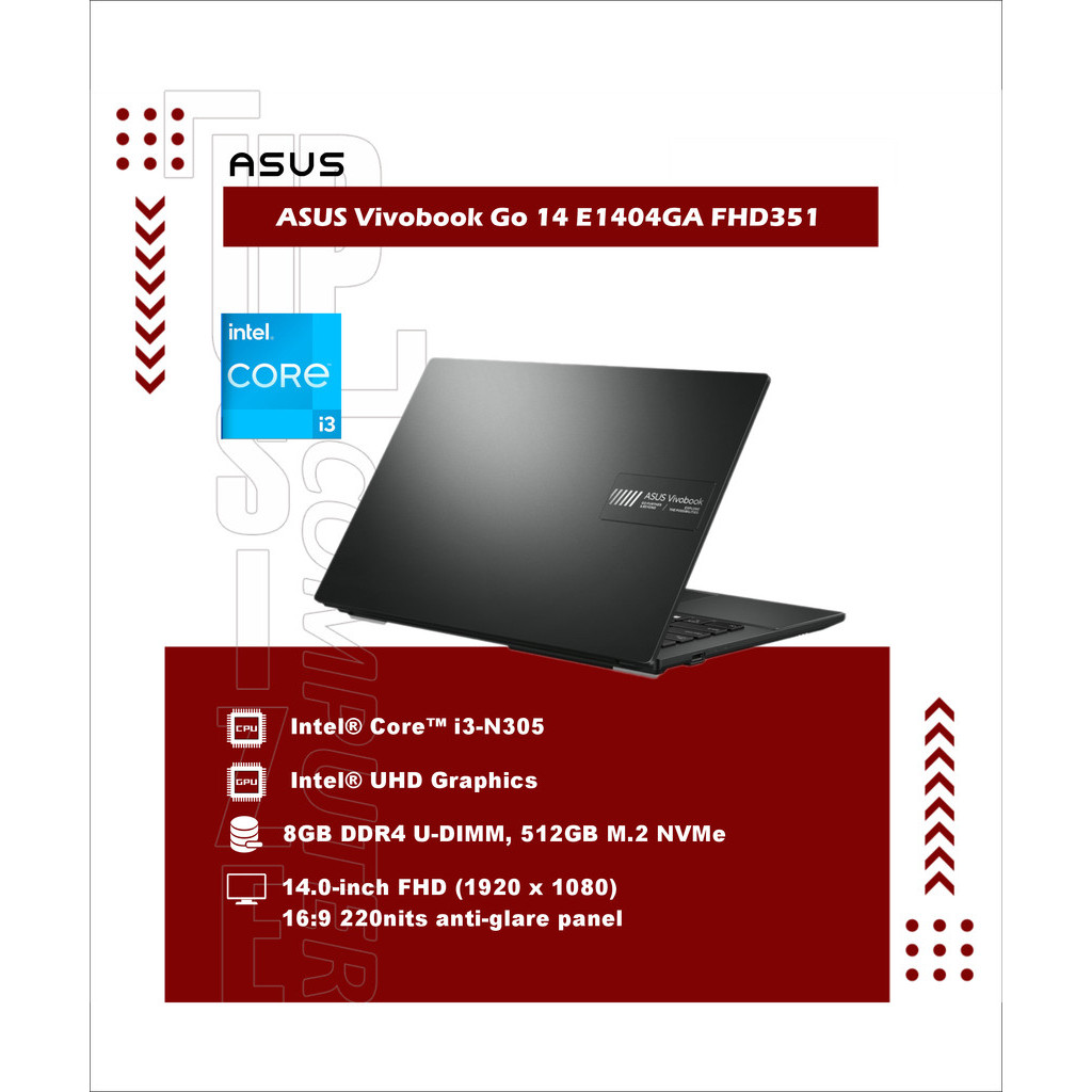 Jual Asus Vivobook Go 14 E1404GA-FHD351 [Core i3-N305/8GB/512GB SSD/14 ...