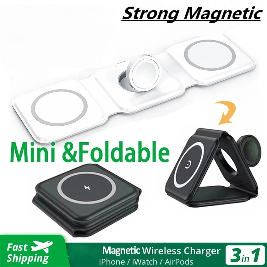 Jual 3 in 1 Magnetic Wireless Charger Pad Fast Wireless Charging Dock ...