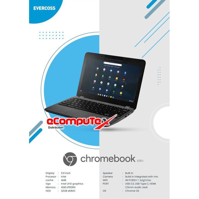 Jual LAPTOP EVERCOSS CHROMEBOOK (CB1-01) - N4500 4GB 32GB - TKDN RESMI ...
