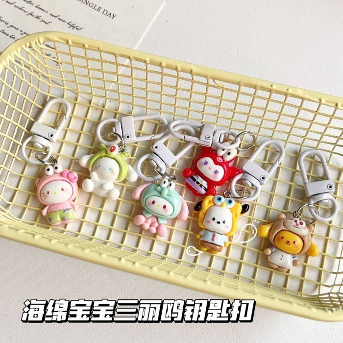 Jual Gantungan Kunci Keychain Lucu SPONGEBOB X SANRIO Cute Ganci Resin ...