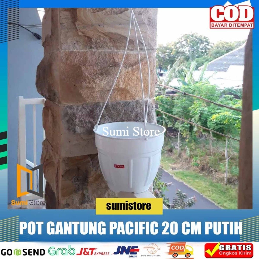 Jual Pot Gantung putih 20 cm/ Pot Bunga Gantung 20 Pacific/ Pot Tanaman ...