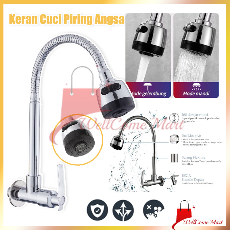 Jual Keran Air Angsa Fleksibel 2 Mode / Kran Angsa Dapur Fleksibel ...