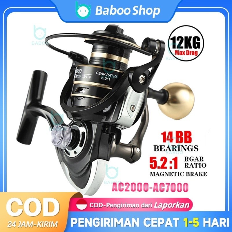 Jual Reel Pancing Metal Kecepatan Tinggi He1000-7000 Max Drag 20kg 5.2 ...