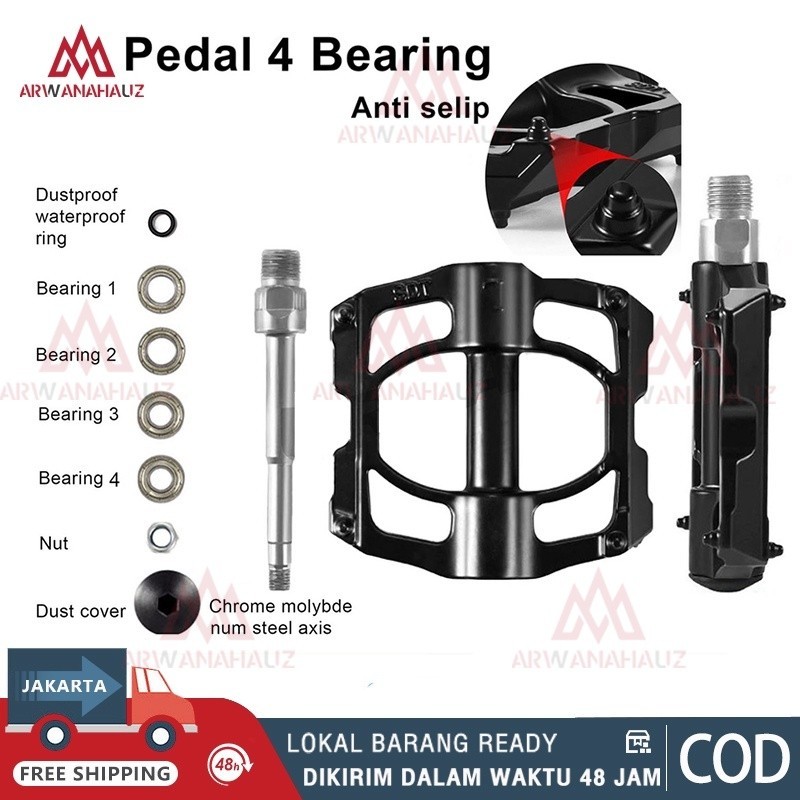 Jual Pedal 3 Bearing Sepeda lipat Mtb Gunung Roadbike Bearing Alloy Anti Slip Loncer Tapak Lebar ...