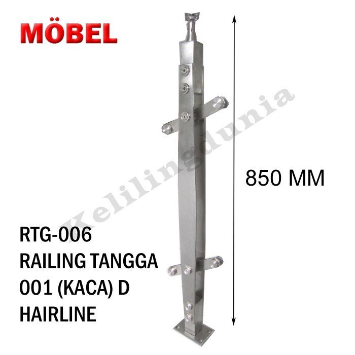 Jual Pegangan Tangga Tiang Railing Kaca 001 Double Hairline Stainless ...