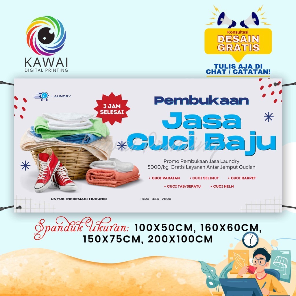 Jual Spanduk Banner MMT Laundy Jasa Cuci Baju Pakaian Satuan Kiloan ...