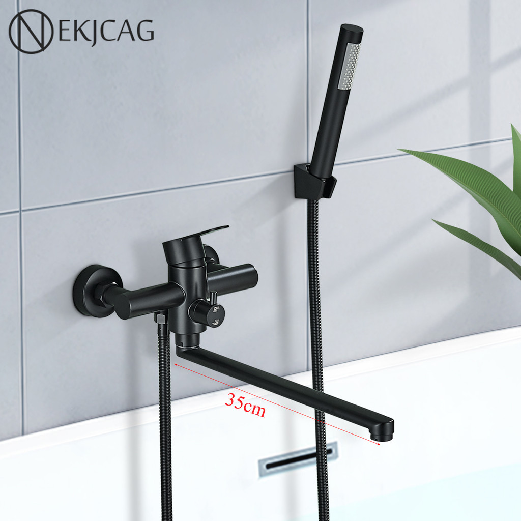 Jual Long Spout Bathtub Shower Faucet Hot and Cold Water Mixer Swivel ...