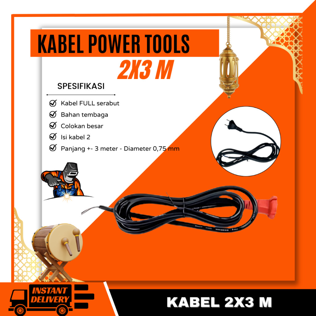 Jual Kabel Power Tools 2 X 3 M Mesin Bor Gerinda Circular Sander Miter ...