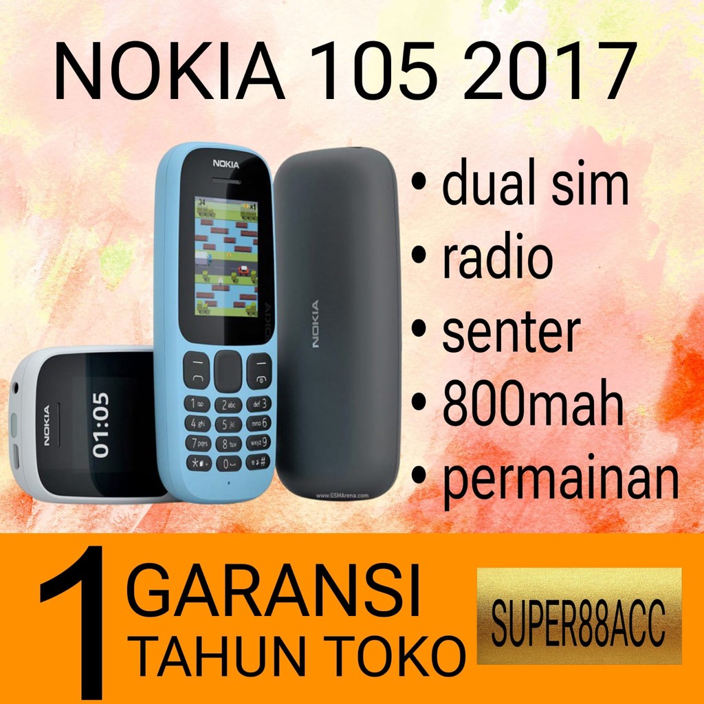 Jual HP NOKIA 105 2017 (BARU) [GARANSI 1 TAHUN] - HP Jadul Dual SIM ...