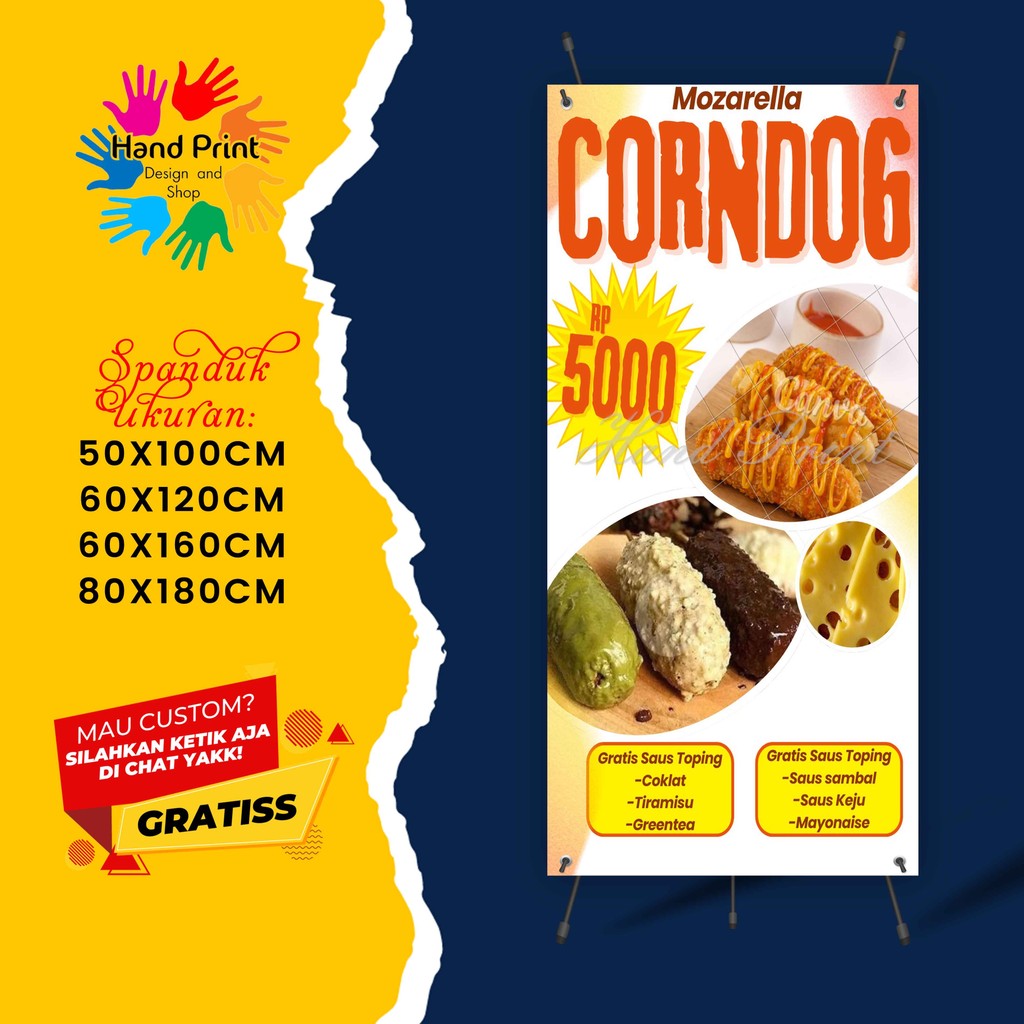 Jual Cetak Spanduk Banner Corndog Mozarella Mantap Kuning MMT Spanduk ...