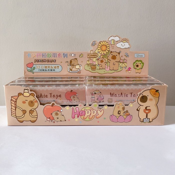 Jual Sticker Washie Tape Sanrio Labubu Capybara Cute Girl 1 Set Isi 10 ...