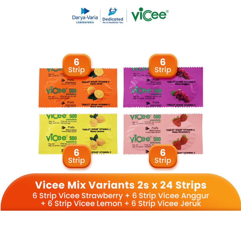 Jual Vicee Mix Variants Isi 24 Strip (Jeruk + Grape + Strawberry ...