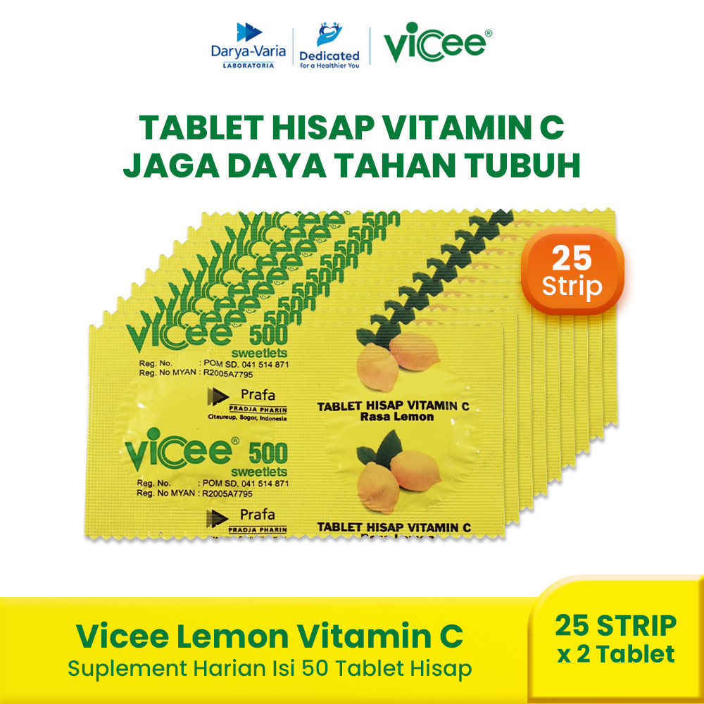 Jual Vicee Lemon Vitamin C 500 Mg Isi 50 Tablet Hisap 25 Strip X 2 9950