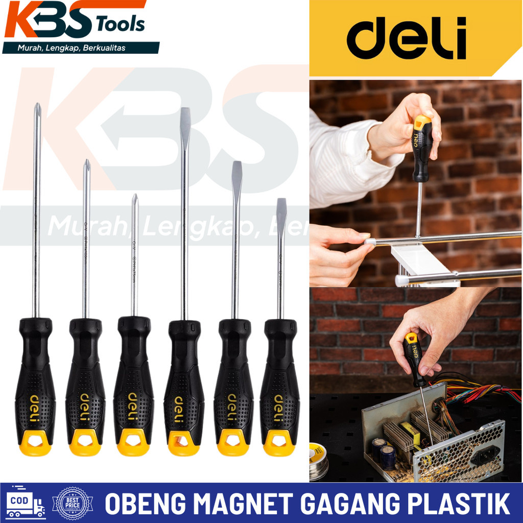 Jual Obeng Magnet Vanadium Chrome CR-V DELI - Screwdriver Magnetik 4 ...