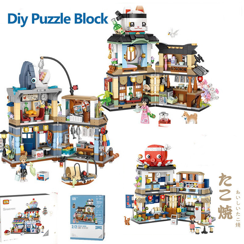 Jual Mainan Balok Diy Puzzle Block Toko Takoyaki/Toko Akuatik/Tavern ...