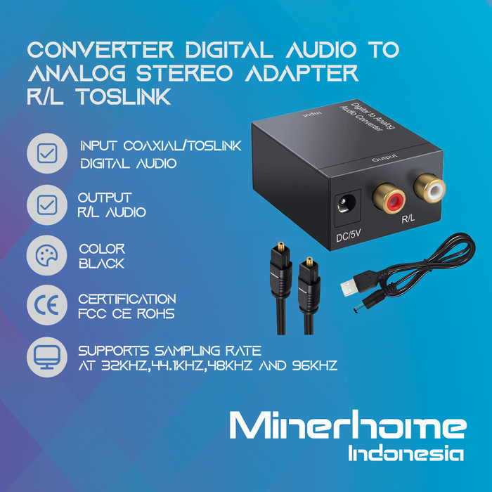 Jual Converter Digital Audio to Analog Stereo Toslink + Kabel Optik | Shopee Indonesia