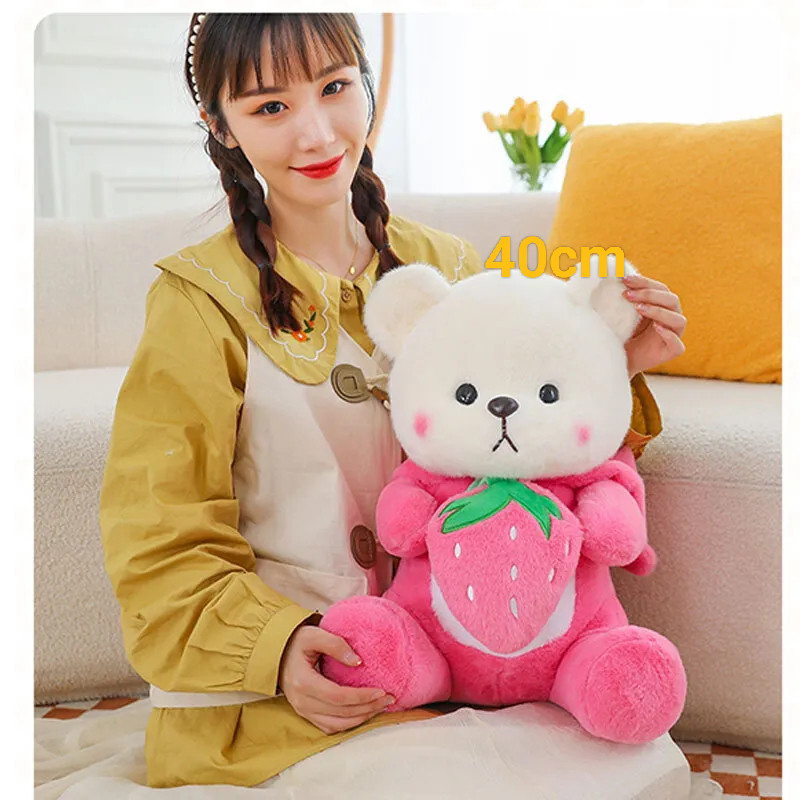 Jual Boneka Teddy Bear Strawberry Costum Lotso Hoodie Bahan Yelvo ...