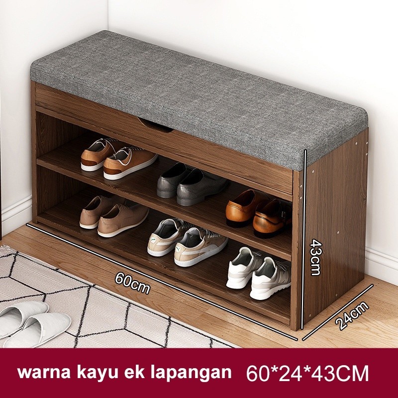 Jual Rak Sepatu Sofa Lemari Sepatu Tertutup Duduk Rak Sepatu Kayu Rak ...