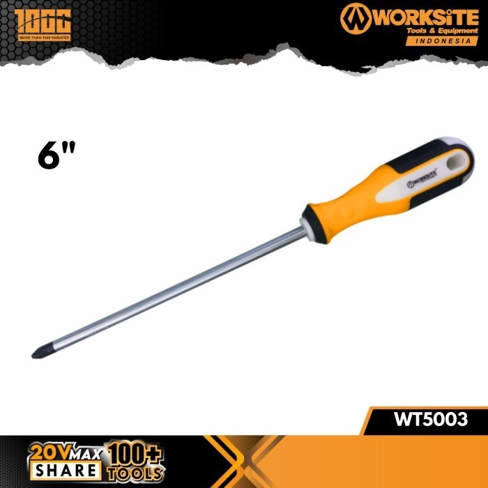 Jual obeng Plus ph2x150mm(6") chrome vanadium obeng bunga WORKSITE ...